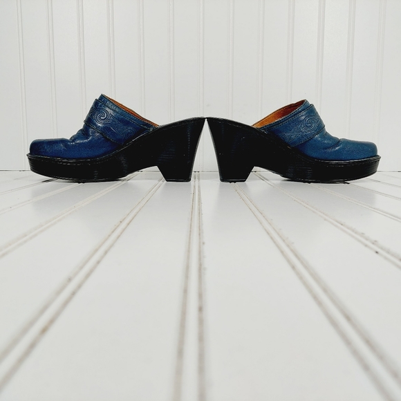 Born | Shoes | Born Blue Leather Comfort Buckle Strap Slip On Wedge ...